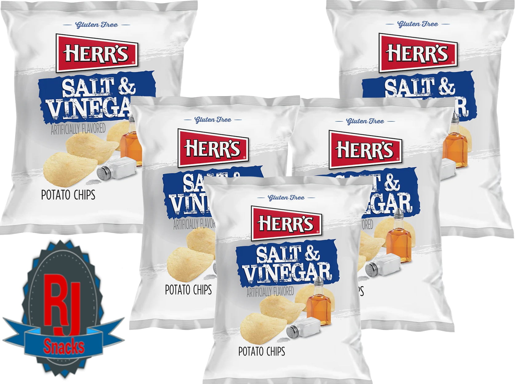 Herr`s Salt & Vinegar Potato Chips 1 oz Pack of 24 (Curated by RJ ...