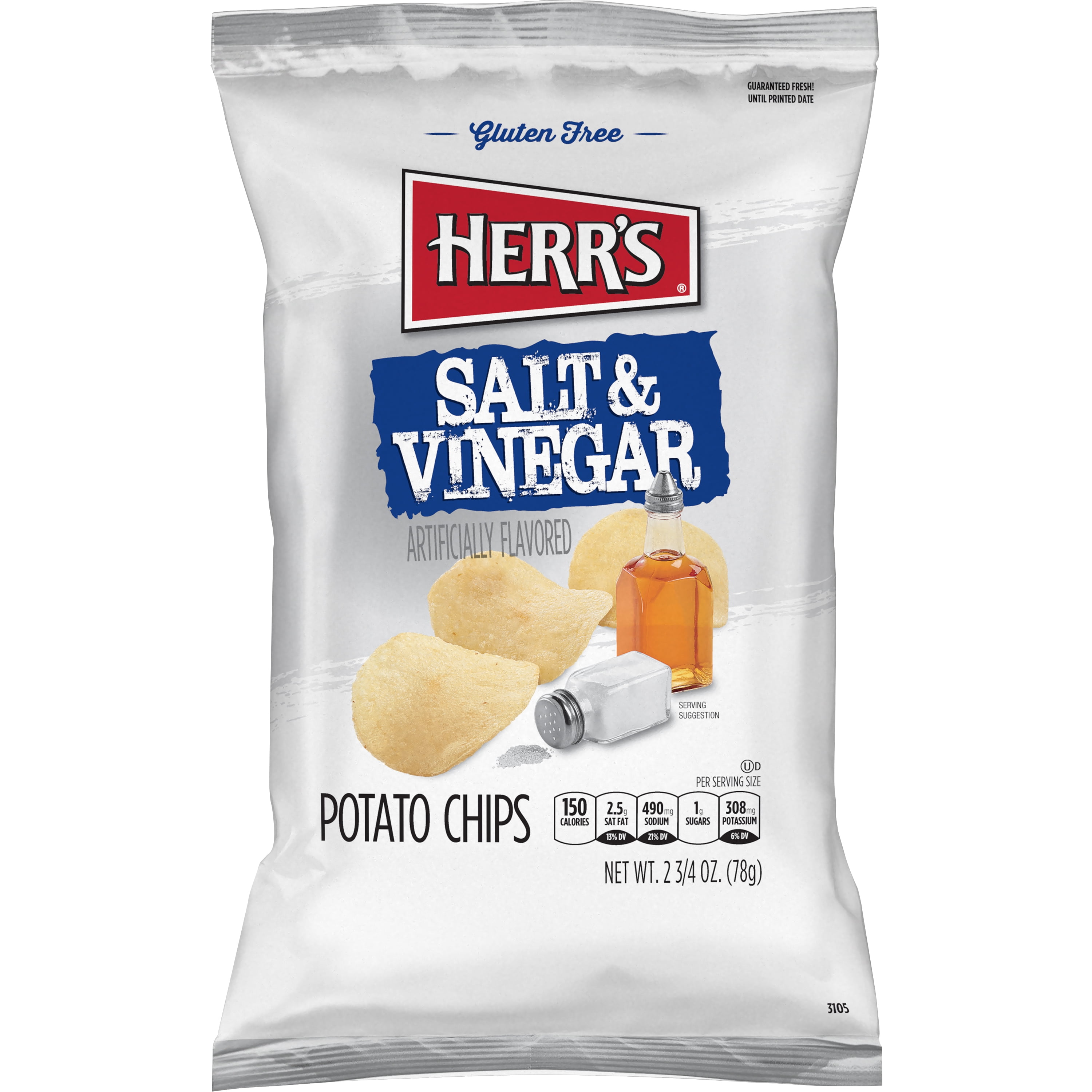 Herr's Salt & Vinegar Potato Chips 2.75 oz - Walmart.com