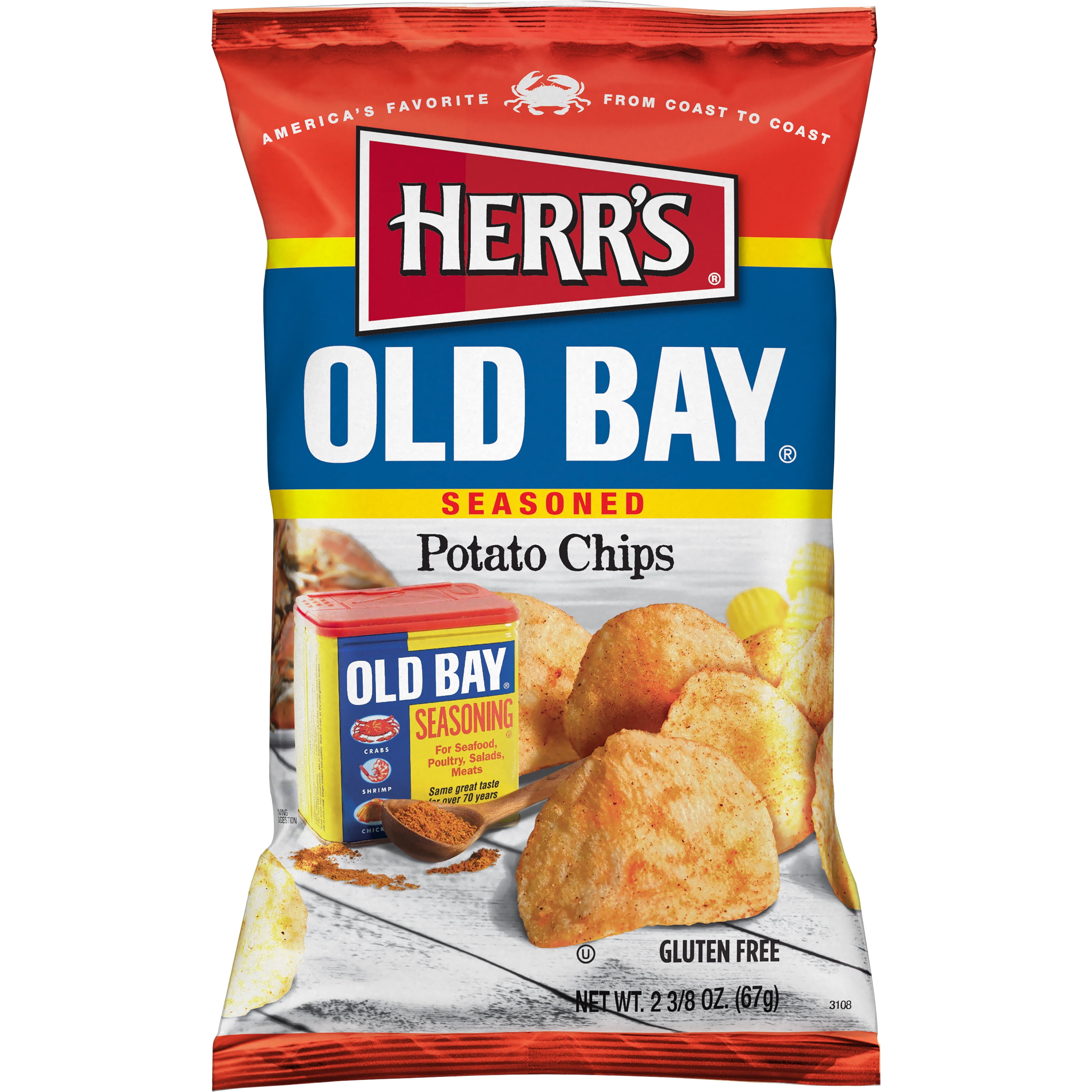 Herr's Seasoned Potato Chips Old Bay, 2.375 oz - Walmart.com