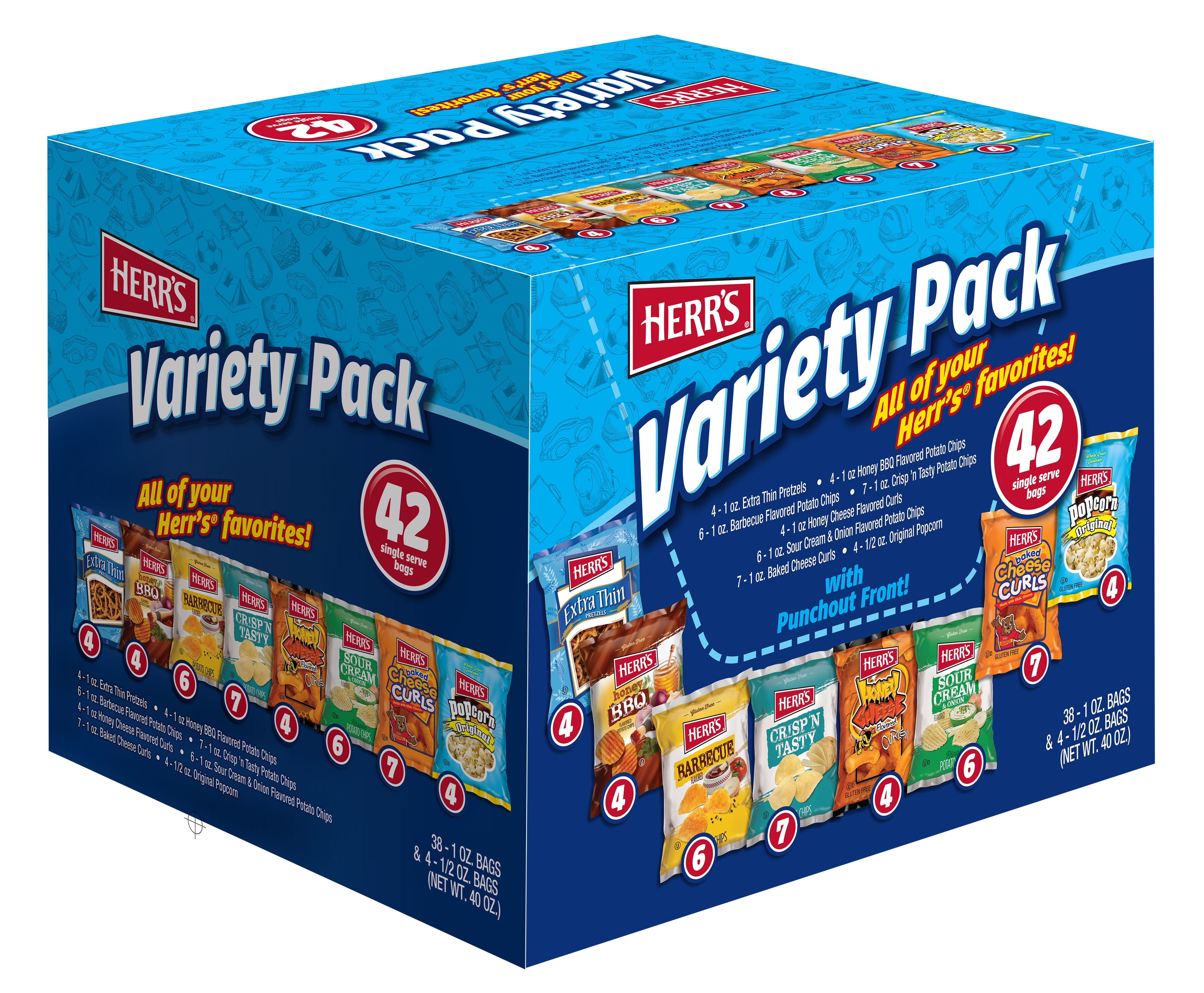 Herr's Mixed Size Snacks Variety Pack, 42 count, 40 oz - Walmart.com