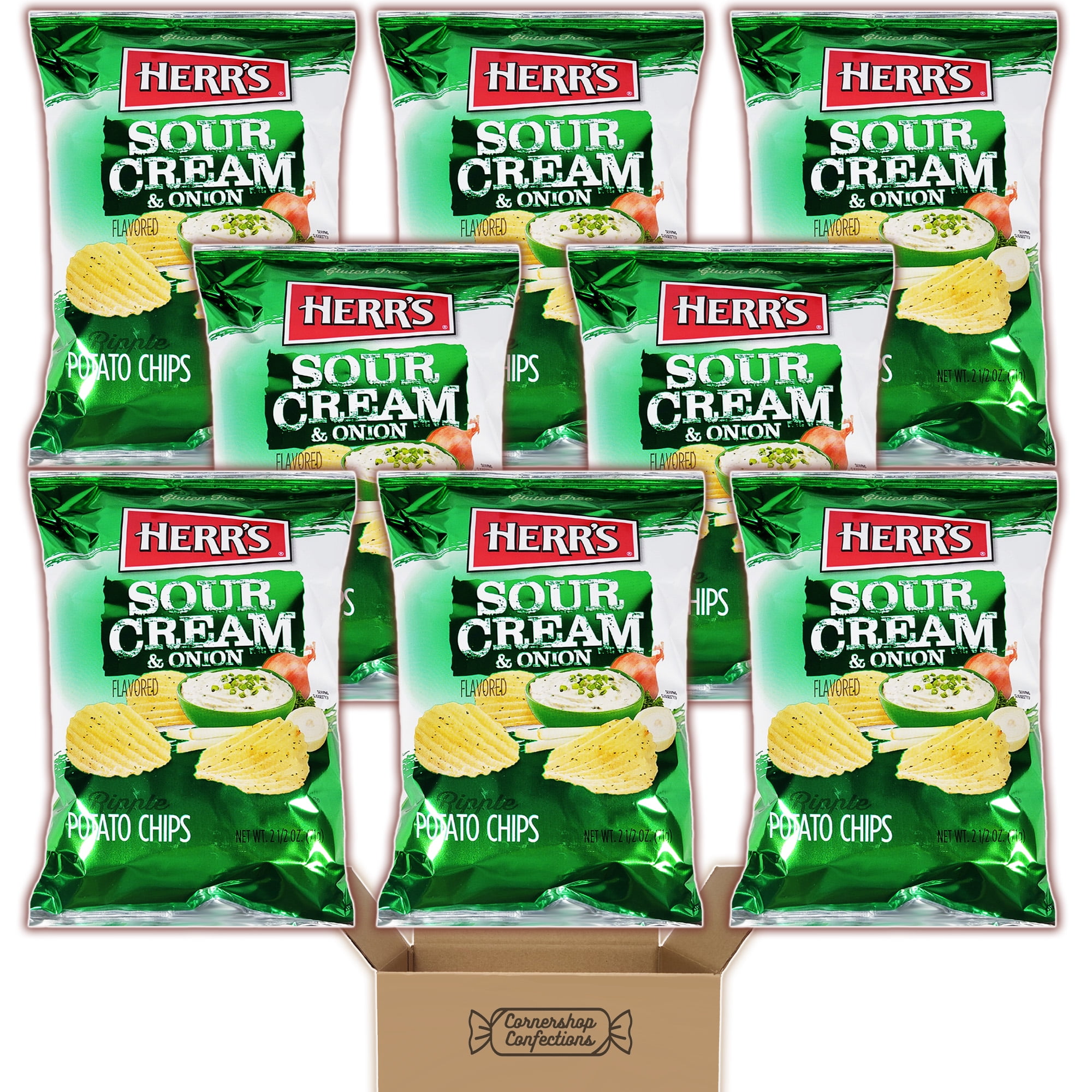 Herr's Sour Cream & Onion Flavored Potato Chips 8 Bag Bulk Pack - 8 ...