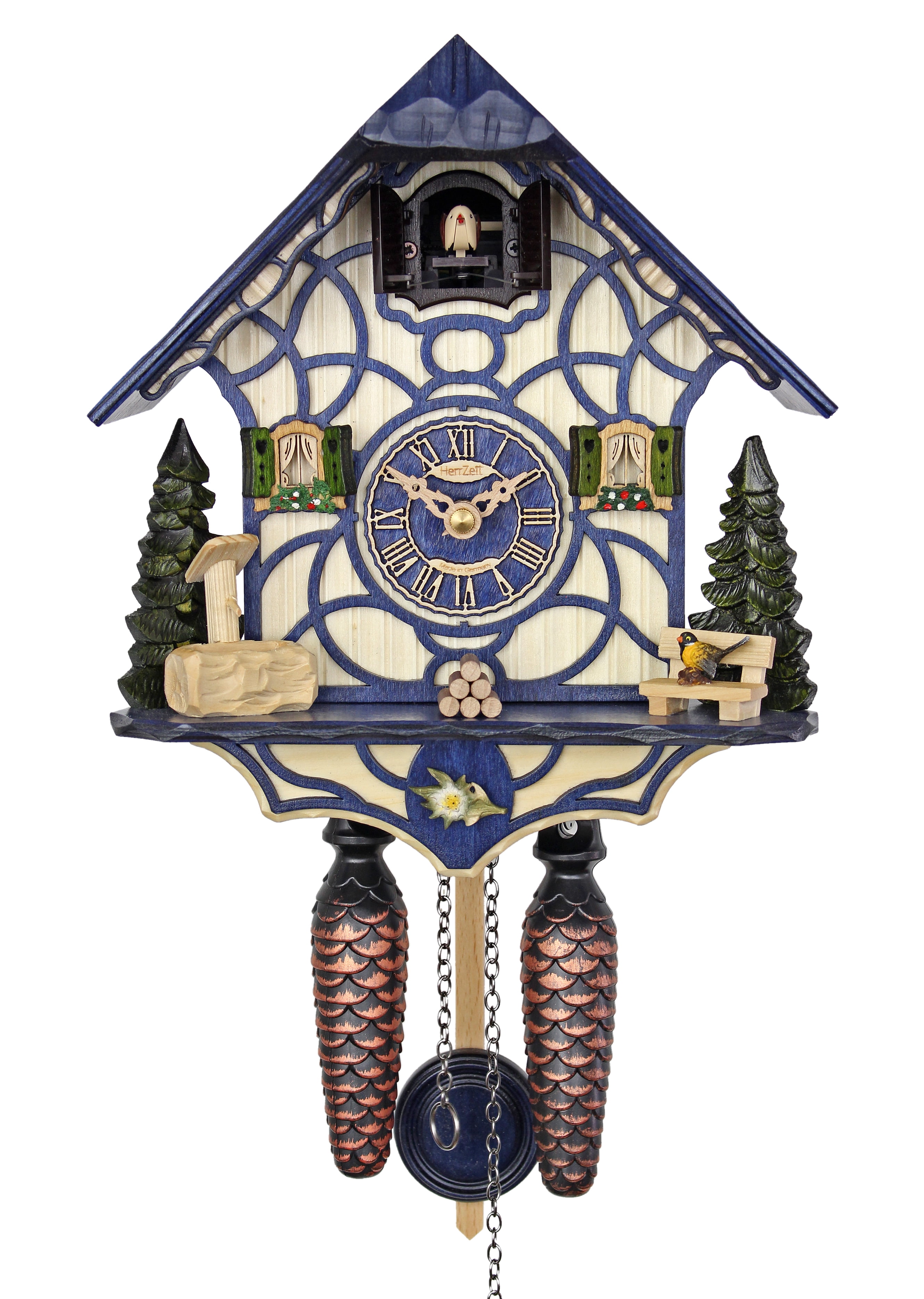 Magic Blue AH 34 QM Quartz Cuckoo Clock by Adolf Herr with Authentic ...