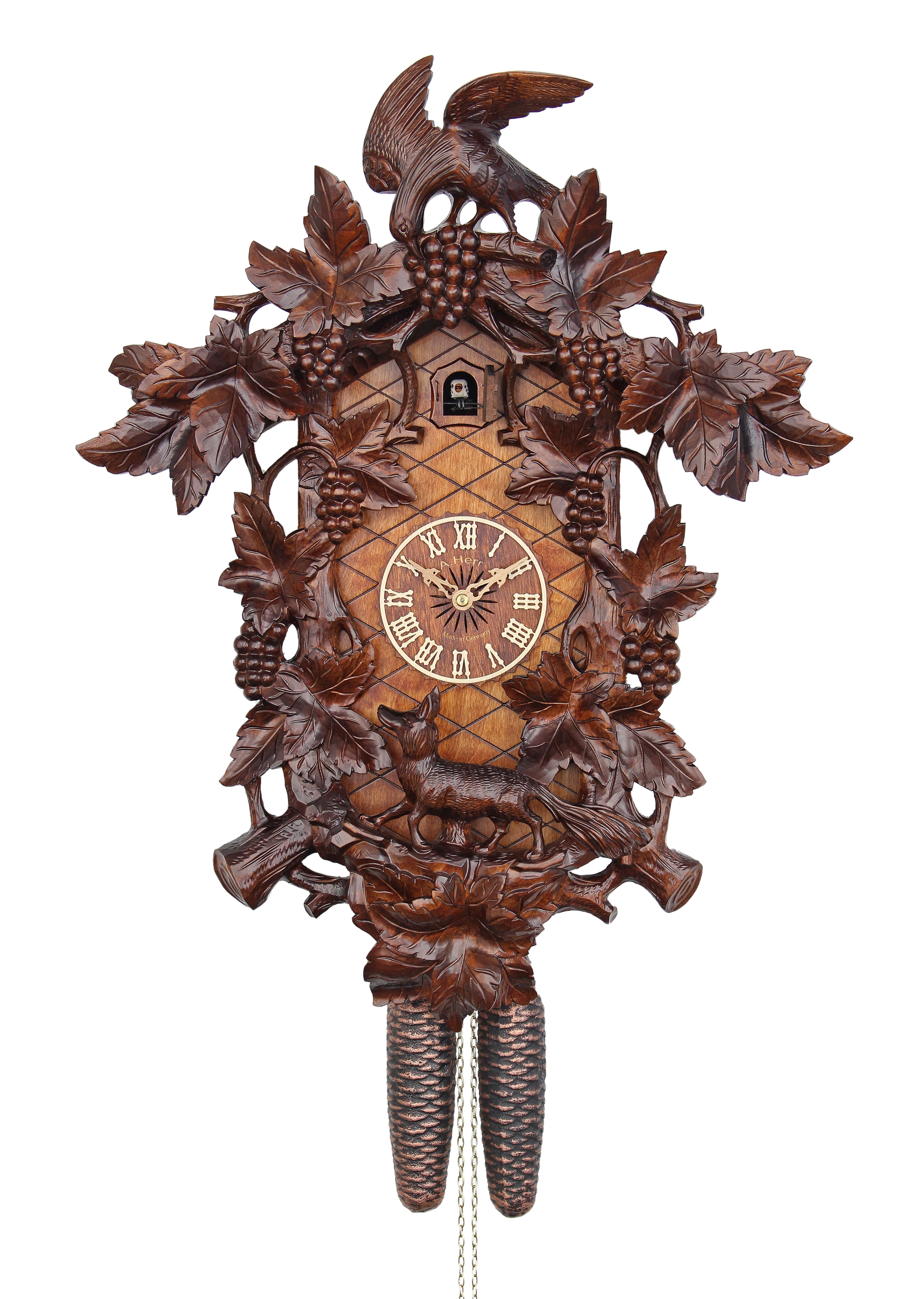 HerrZeit Adolf Herr Black Forest Cuckoo Clock - Fox In Vineyard, 8-Day ...