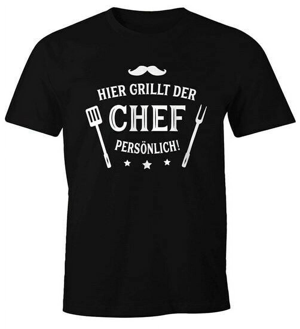 Herren T-Shirt Hier grillt der Chef persönlich Fun-Shirt Barbecue BBQ Grillen - Walmart.com
