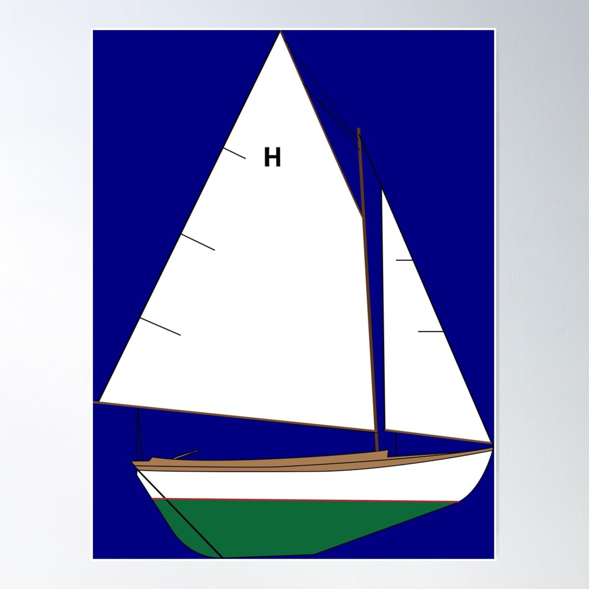 Herreshoff 12 1/2 Sailboat Poster Wall Art, Modern Wall Decor For ...