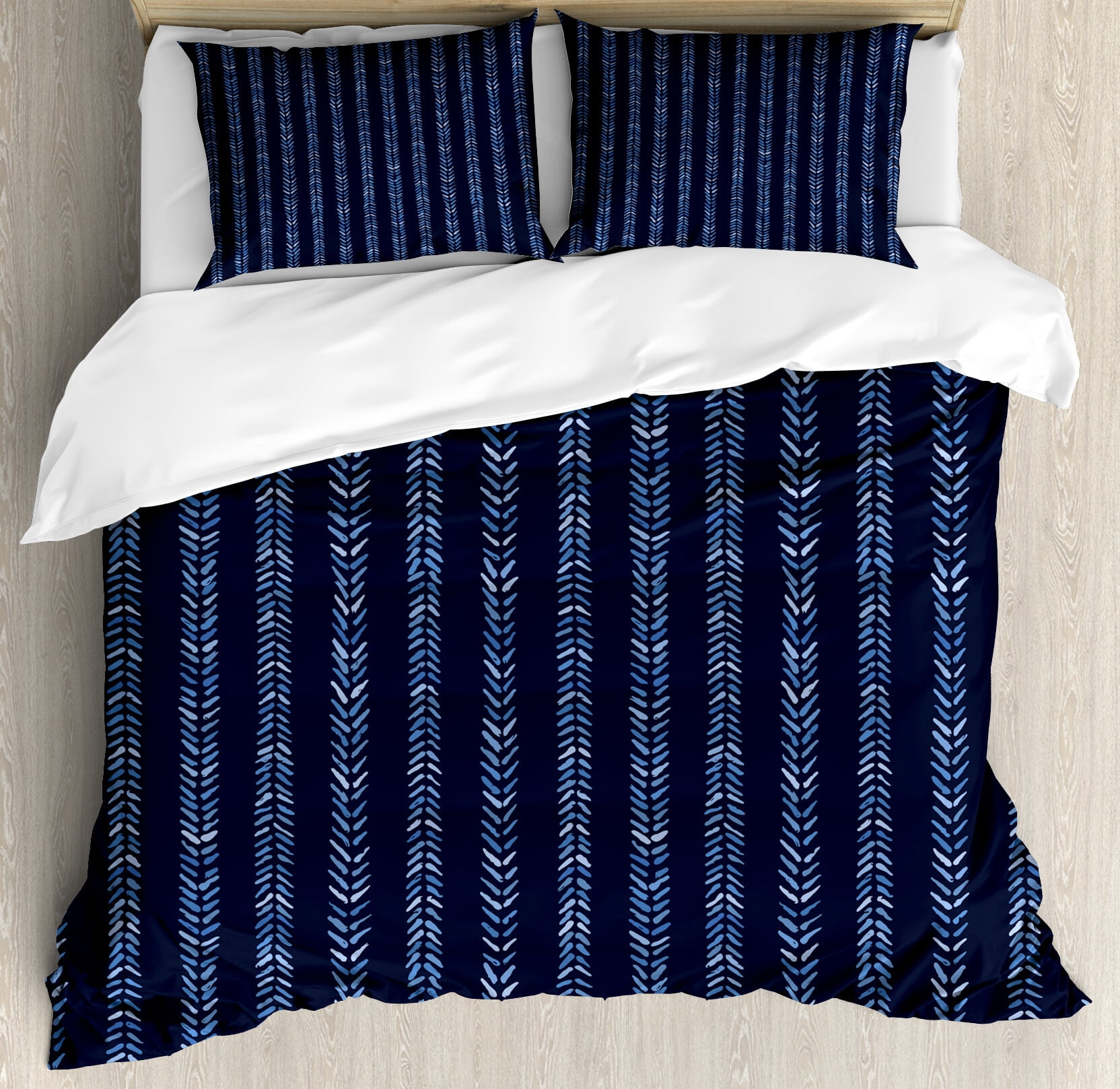 Herringbone Duvet Cover Set, Illustration Ornamented with Continuous ...