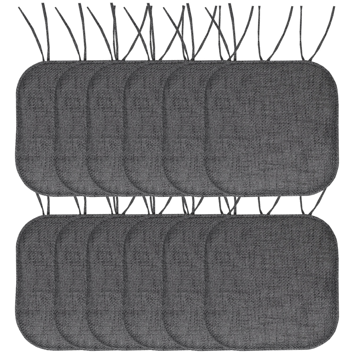 Herringbone Memory Foam 16 x 16 Chair Pad With Ties Black 12 Pack ...