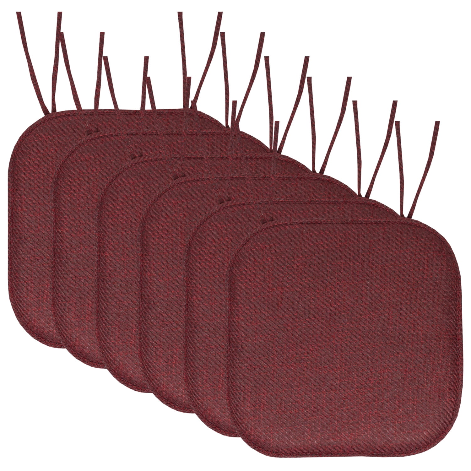 Herringbone Memory Foam 16 x 16 Chair Pad With Ties Burgundy 6 Pack ...