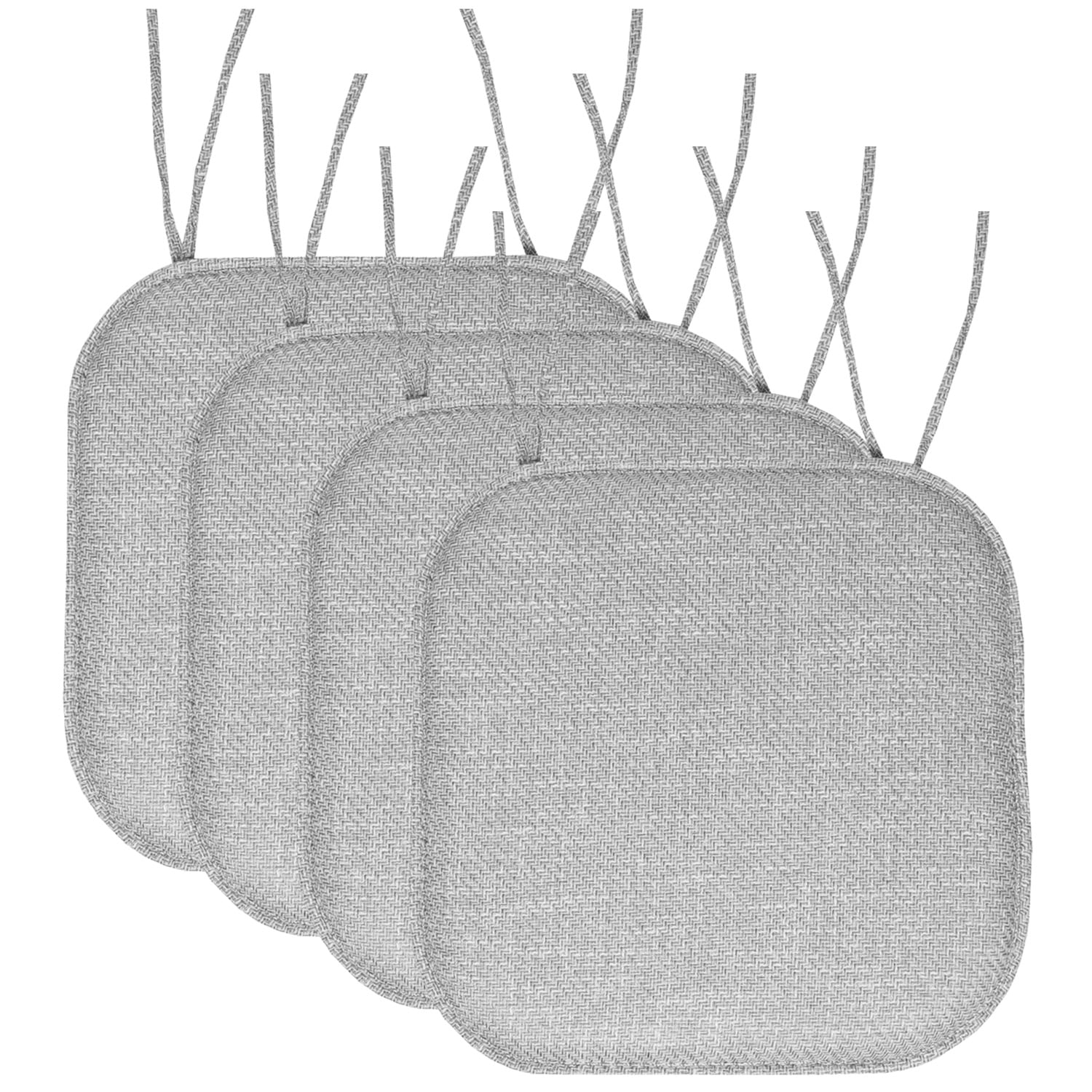 Herringbone Memory Foam 16 x 16 Chair Pad With Ties Gray 4 Pack ...