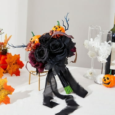 Lomaiwei 10 Pack Artificial Halloween Roses Flowers with Eyeballs,Fake ...