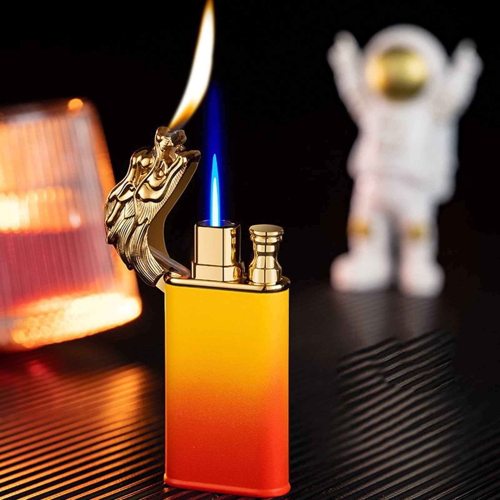 Herrklp Lighter, Double Fire Straight To Open Flame Conversion Metal ...