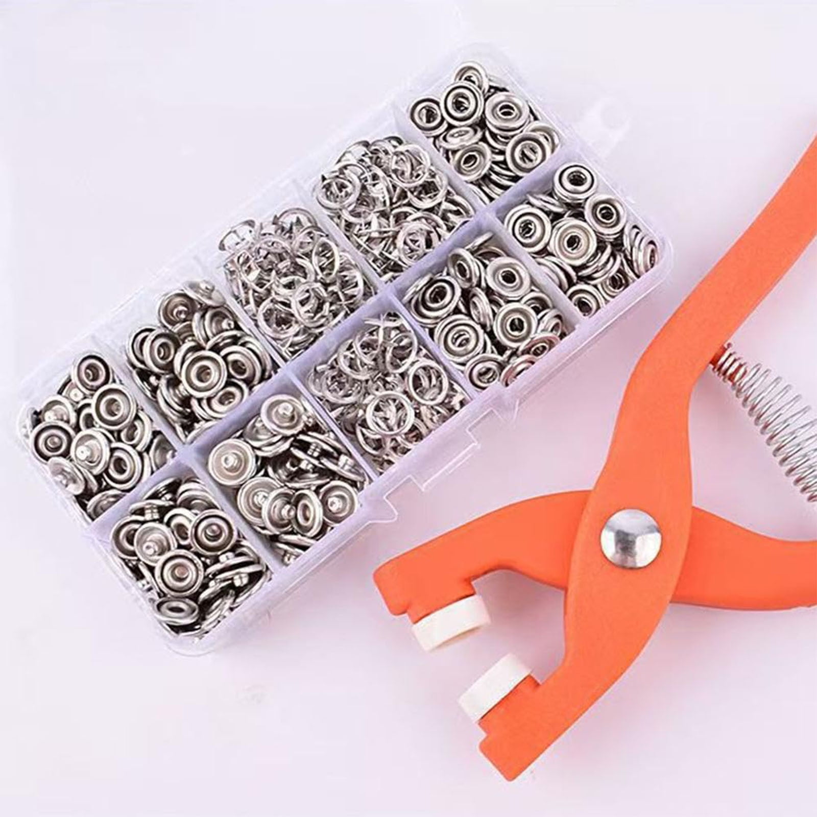 Herrnalise 1set Open-Ring Snaps No-sew Button Fasteners Kit with 100PC ...