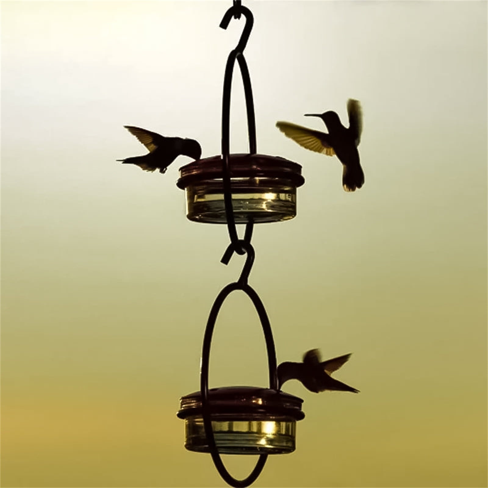 Herrnalise 2 Pcs Metal Hummingbird Water Feeder Circular Hanging