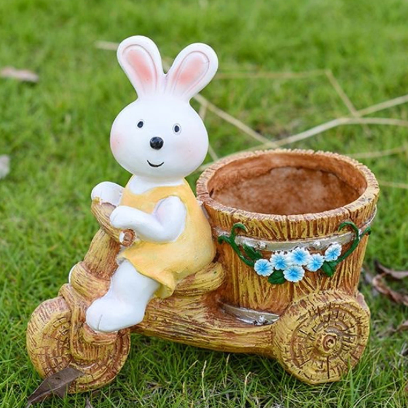 Herrnalise 21" Fiber Stone Outdoor Planter, Brown Bunny Rabbit on a ...