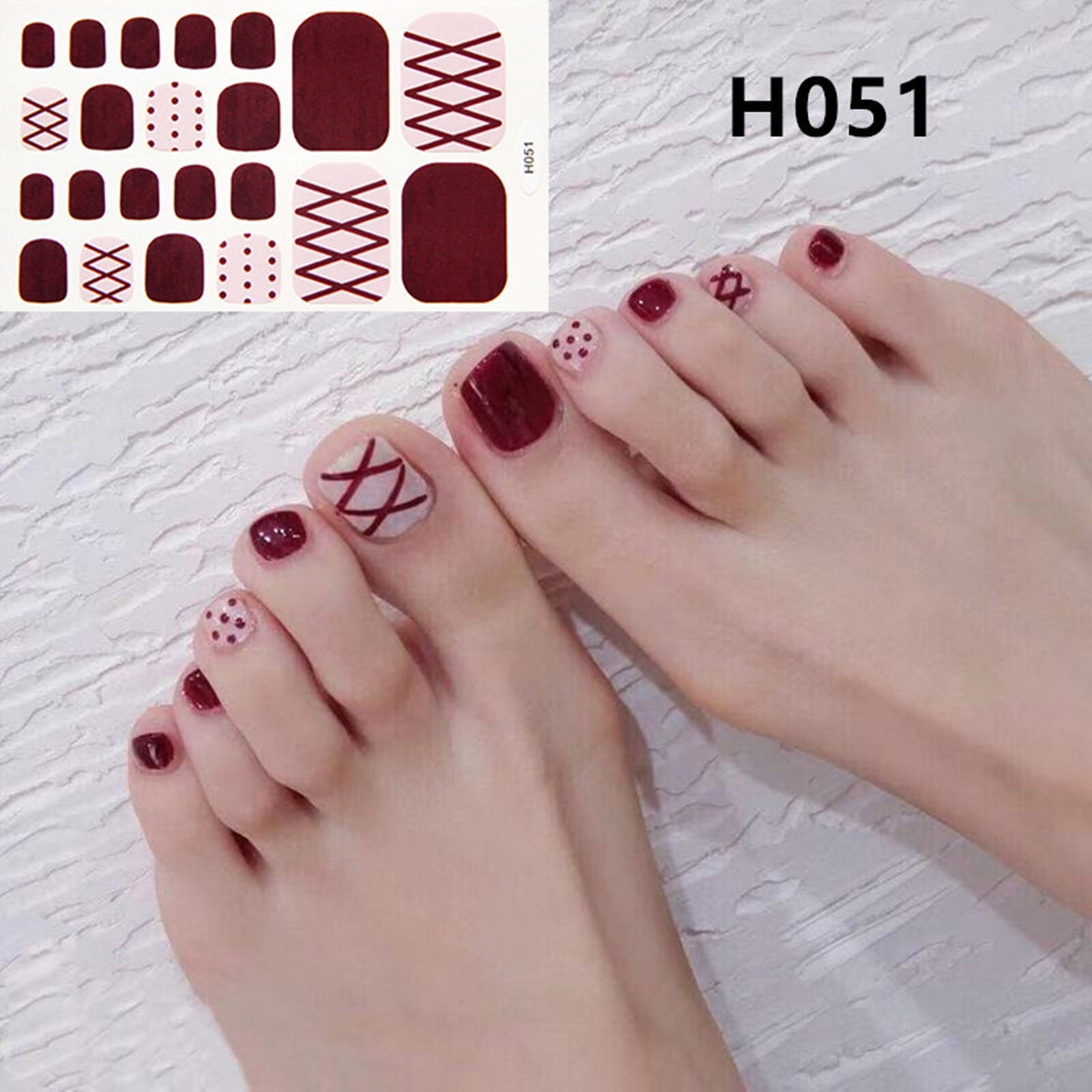 Herrnalise 22 Sheets Foot Nail Wraps Sticker Full Wraps Toenail Polish ...