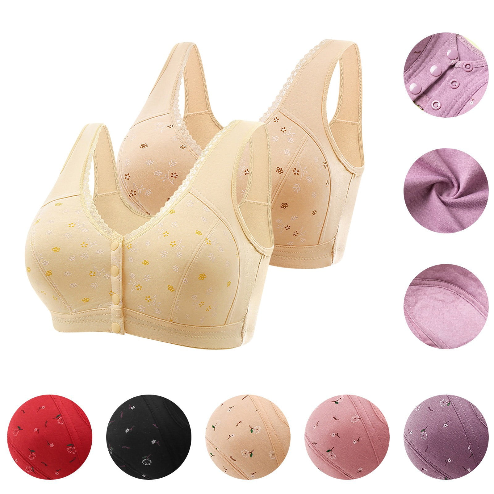 Herrnalise 2PC Daisy Bras for Older Women, 2024 Summer Comfortable ...