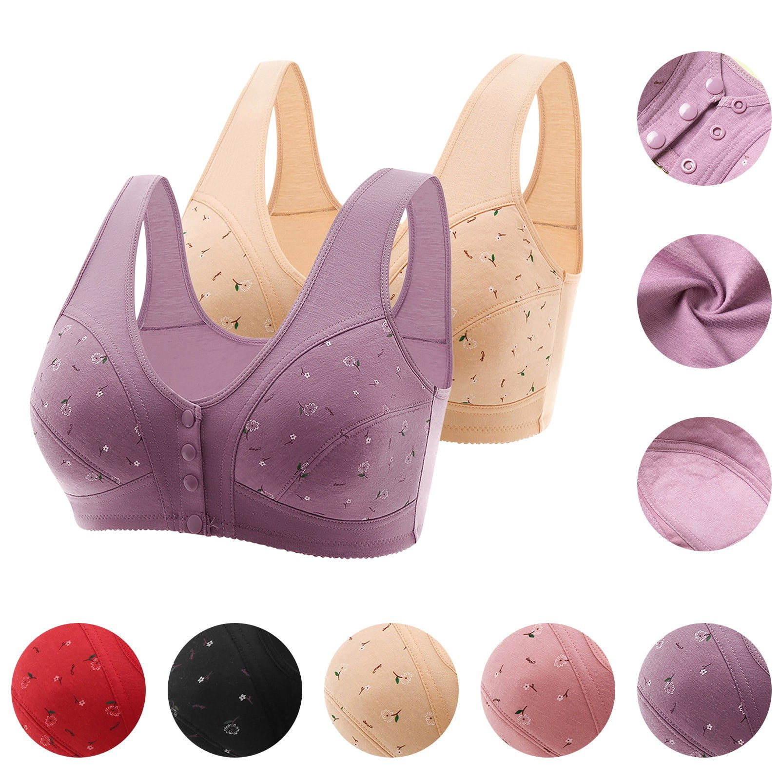 Herrnalise 2PC Women's Daily Bra, Push Up Bras No Underwire High ...