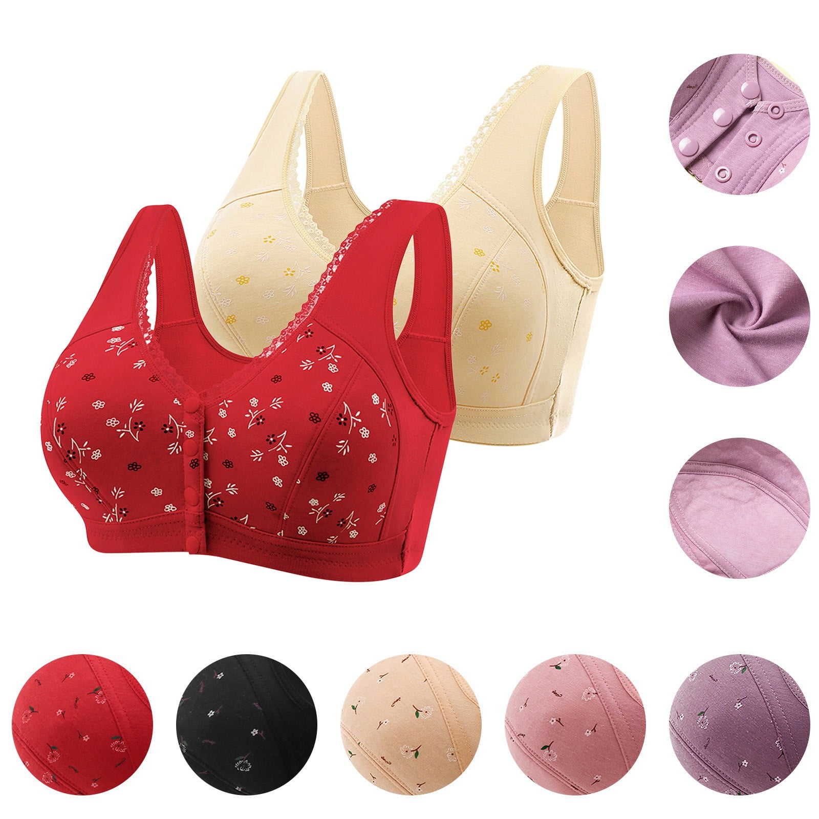 Herrnalise 2PC Women's Daily Bra, Push Up Bras No Underwire High ...
