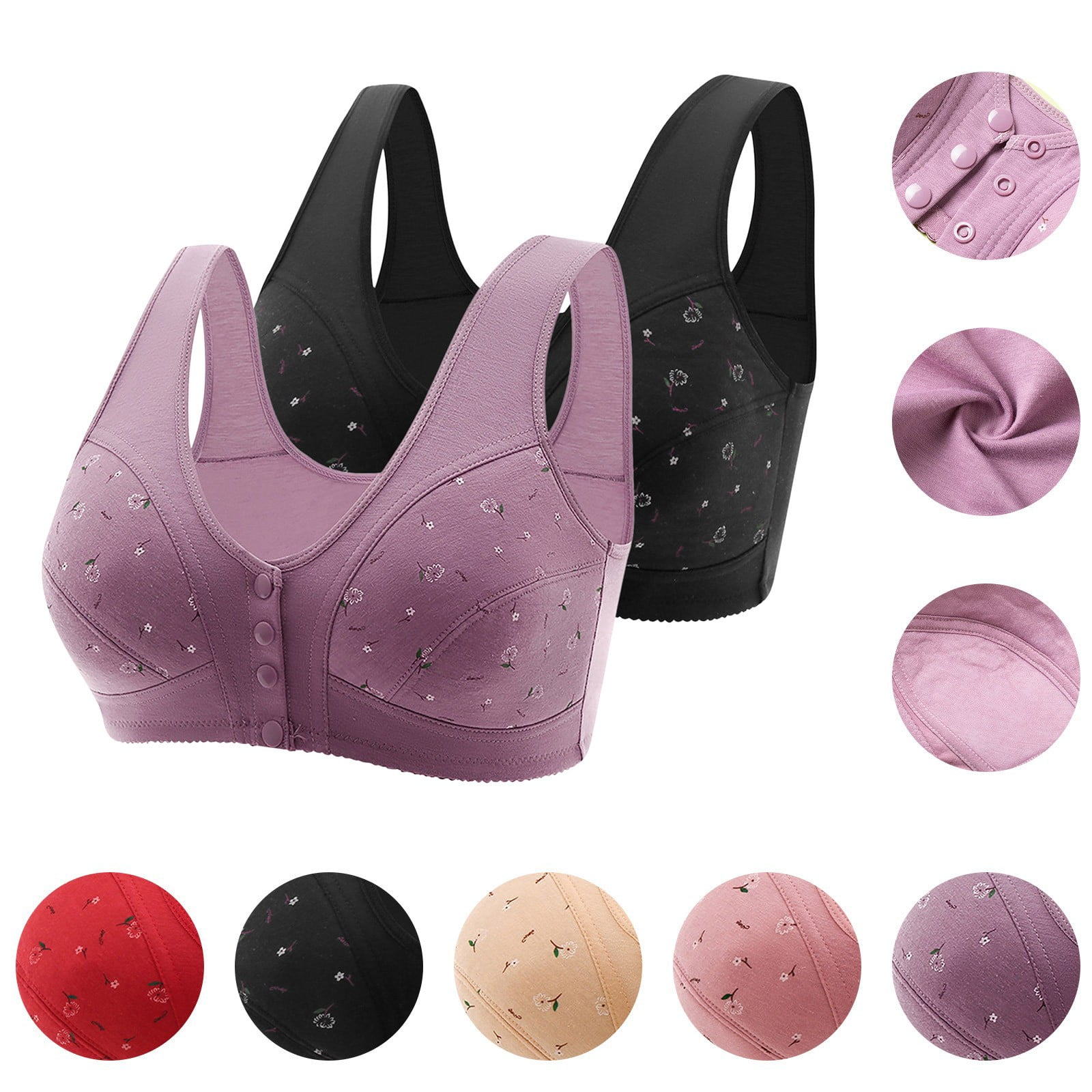 Herrnalise 2PC Women's Daily Bra, Push Up Bras No Underwire High ...