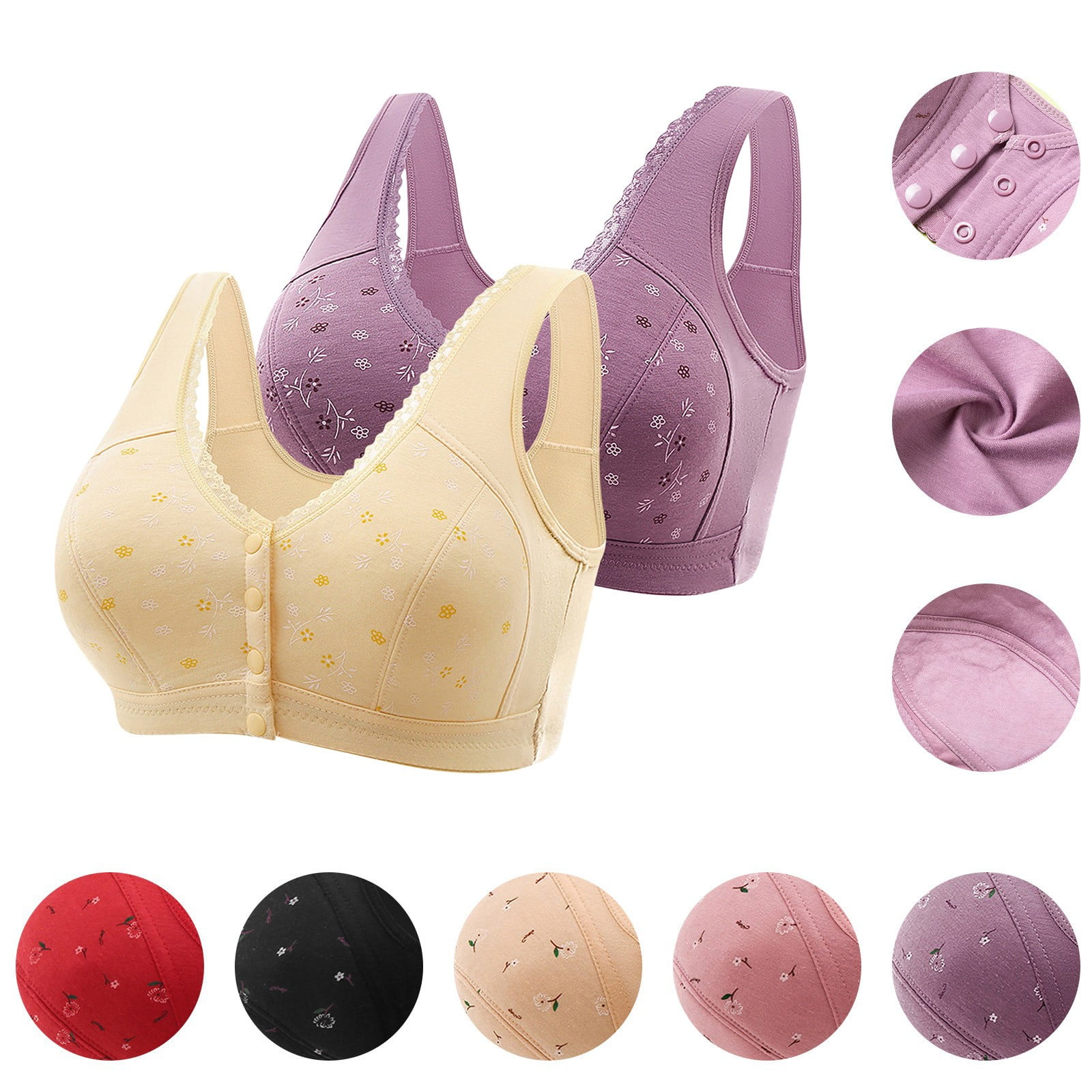 Herrnalise 2PC Women's Daily Bra, Push Up Bras No Underwire High ...