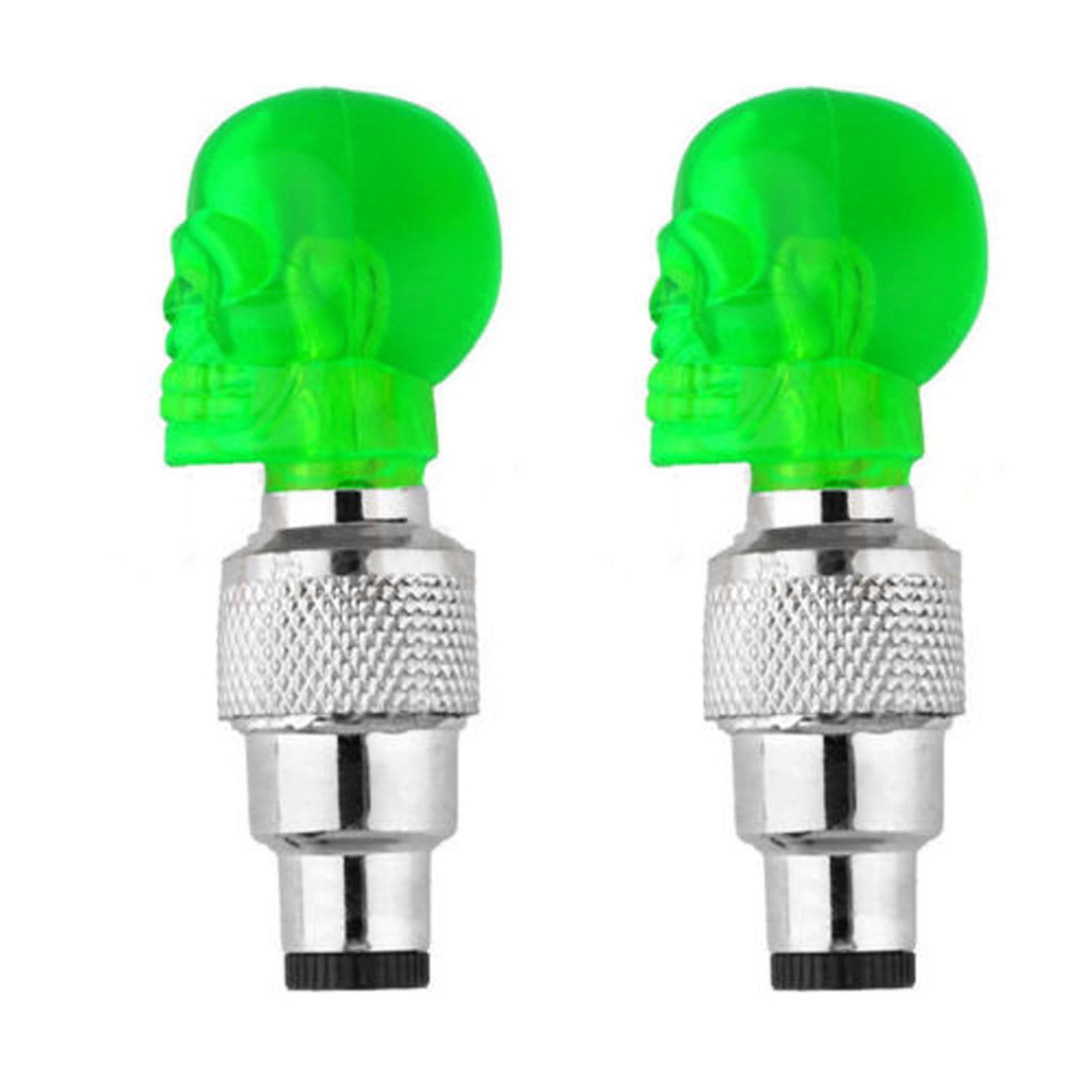 Herrnalise 2pcs Skull Shape Valves Cap LED Light Wheel Tyre Lamp For ...