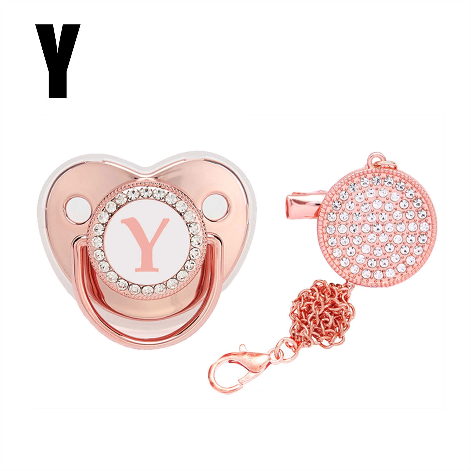 Herrnalise All handmade bling baby Rose Gold pacifier and clip set 26 ...