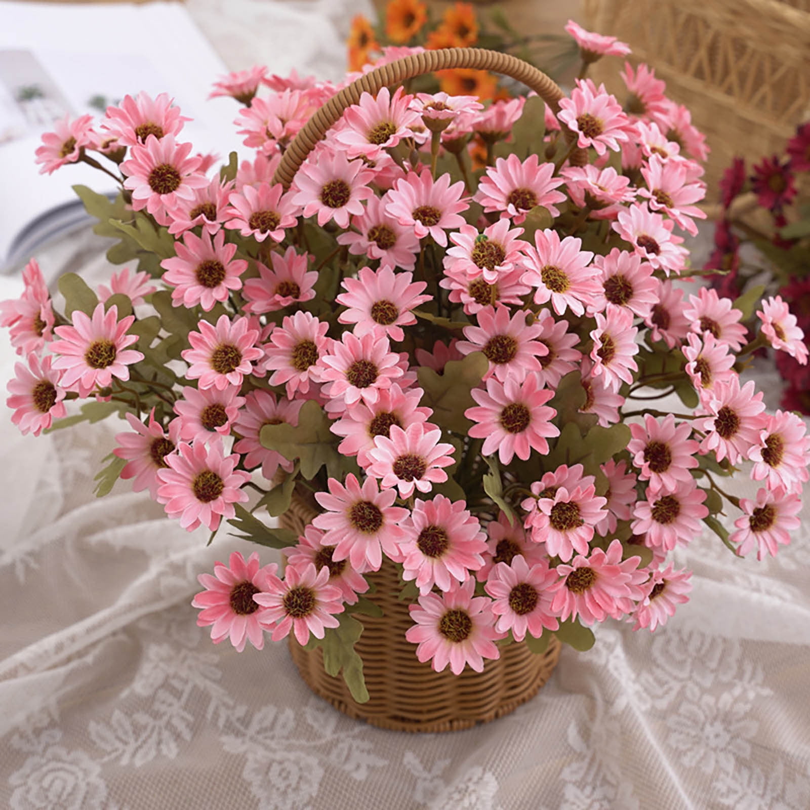 Herrnalise Artificial Daisy Flowers - Faux Daisies Fake Flower for Home ...