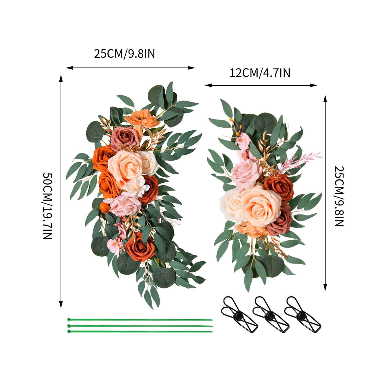 Herrnalise Artificial Wedding Arch Flowers Kit - 2 PCS Garlands Silk ...