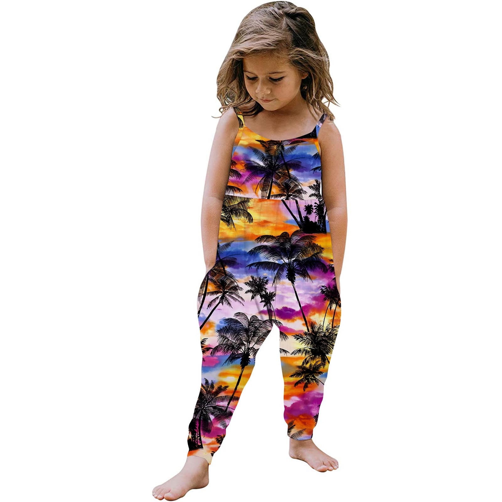 Herrnalise Baby Cute Summer Jumpsuits for Girls Kids Backless Harem ...