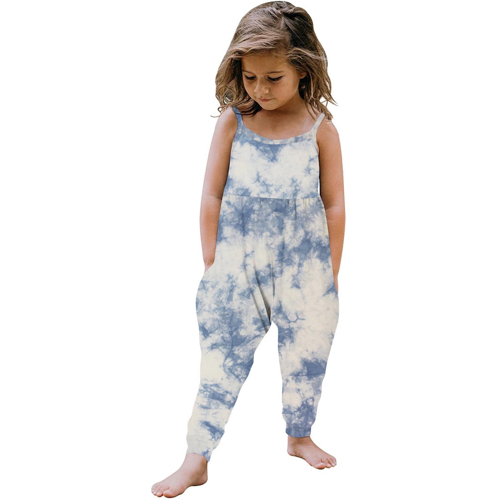 Herrnalise Baby Cute Summer Jumpsuits for Girls Kids Backless Harem ...