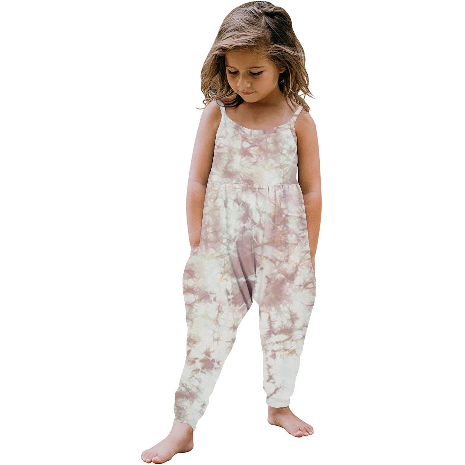 Herrnalise Baby Cute Summer Jumpsuits for Girls Kids Backless Harem ...