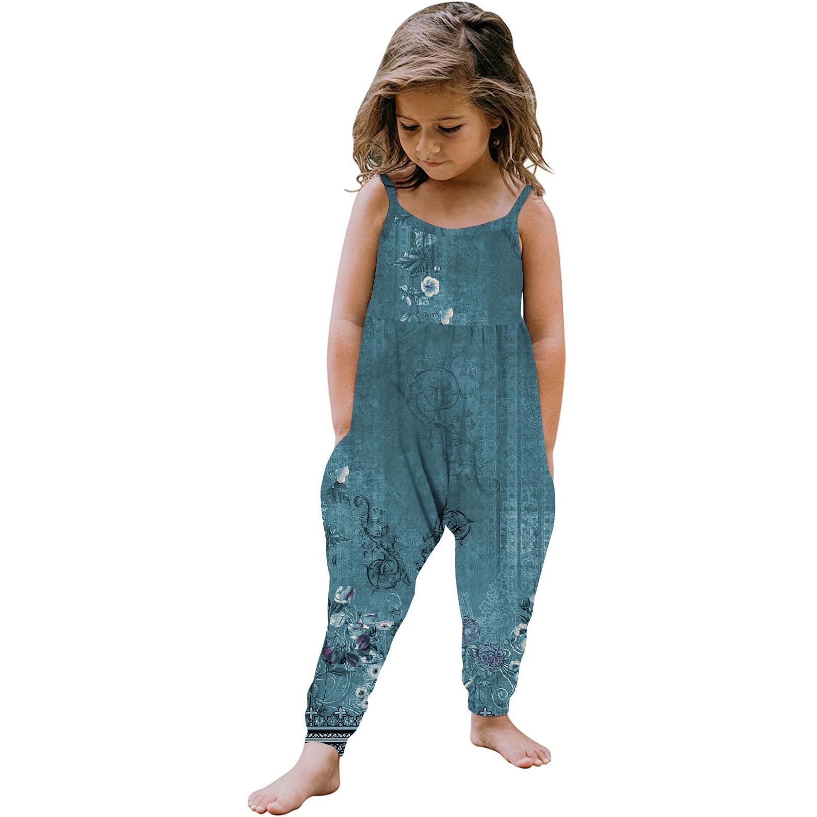 Herrnalise Baby Cute Summer Jumpsuits for Girls Kids Backless Harem ...