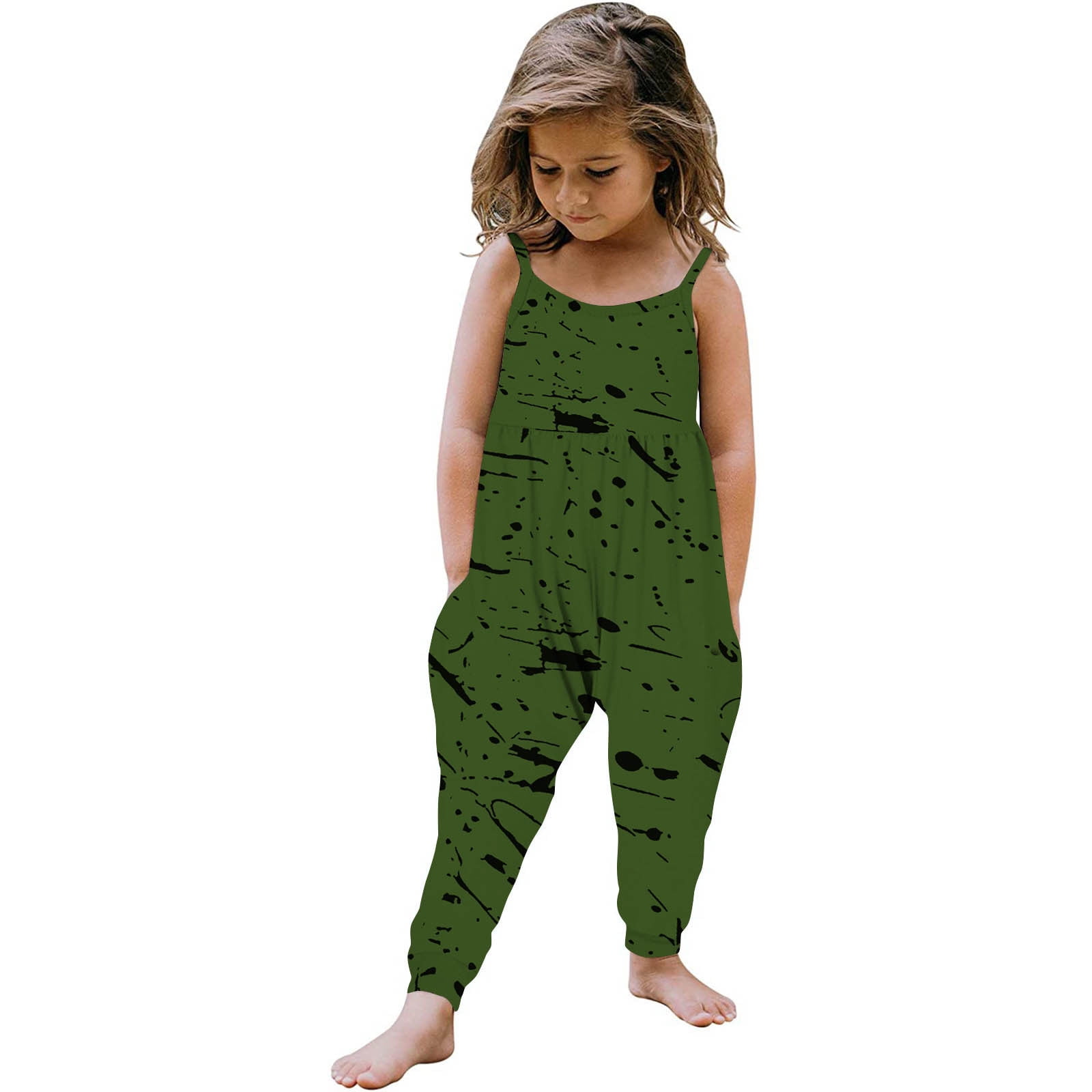 Herrnalise Baby Cute Summer Jumpsuits for Girls Kids Backless Harem ...