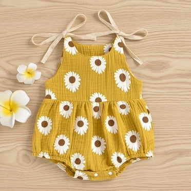 Rovga Baby Girl Bodysuits Straps Halter Jumpsuit Summer Daisy Cartoon Print Clothes For 0 To 24 ...