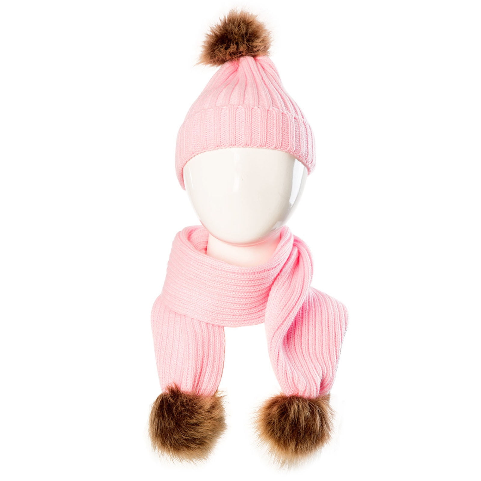 QISIWOLE Baby Toddler Kids Boy Girl Solid Color Bib Knitted Hat Two ...