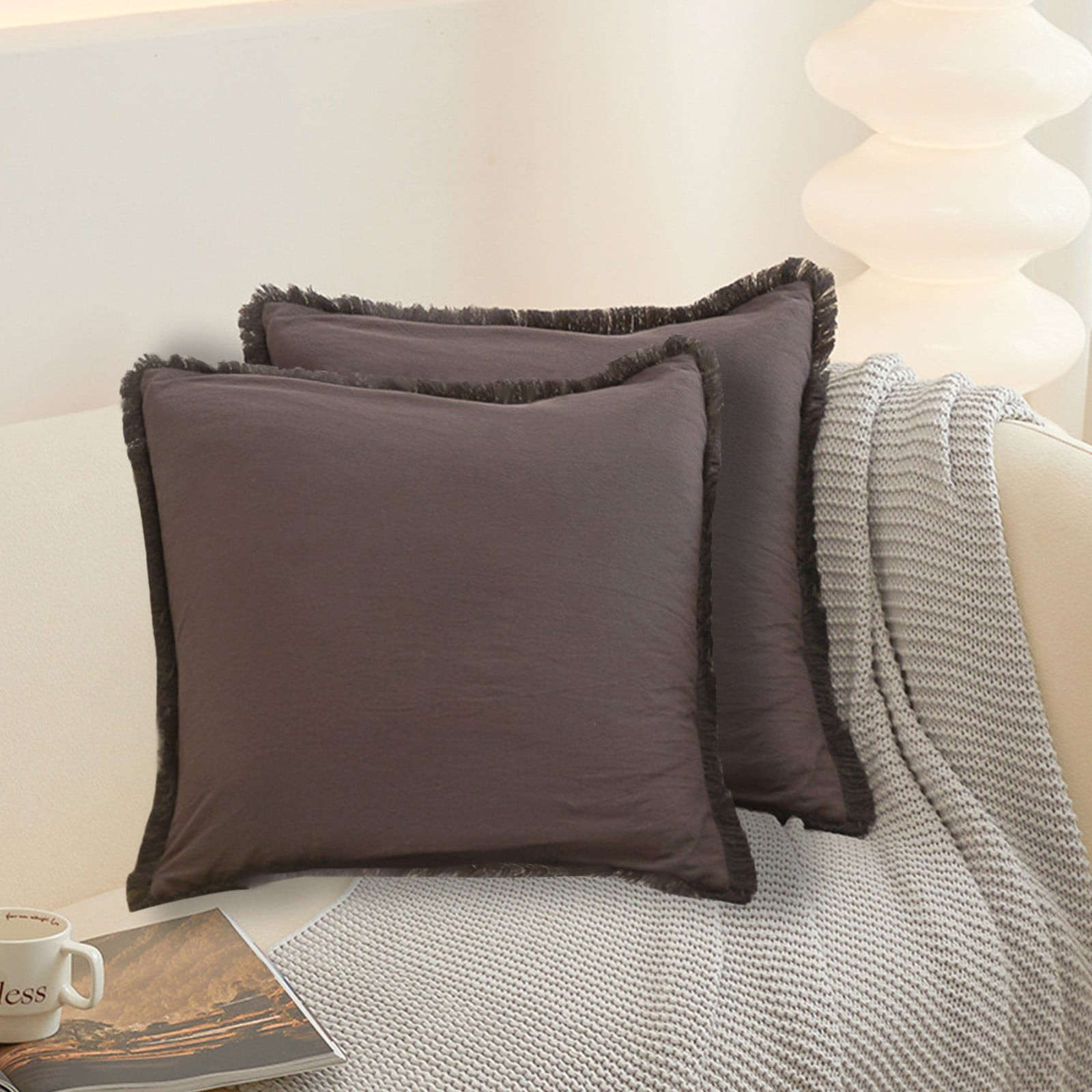 Herrnalise Boho Style Throw Pillow Covers for Couch Set of 2 18"x18 ...