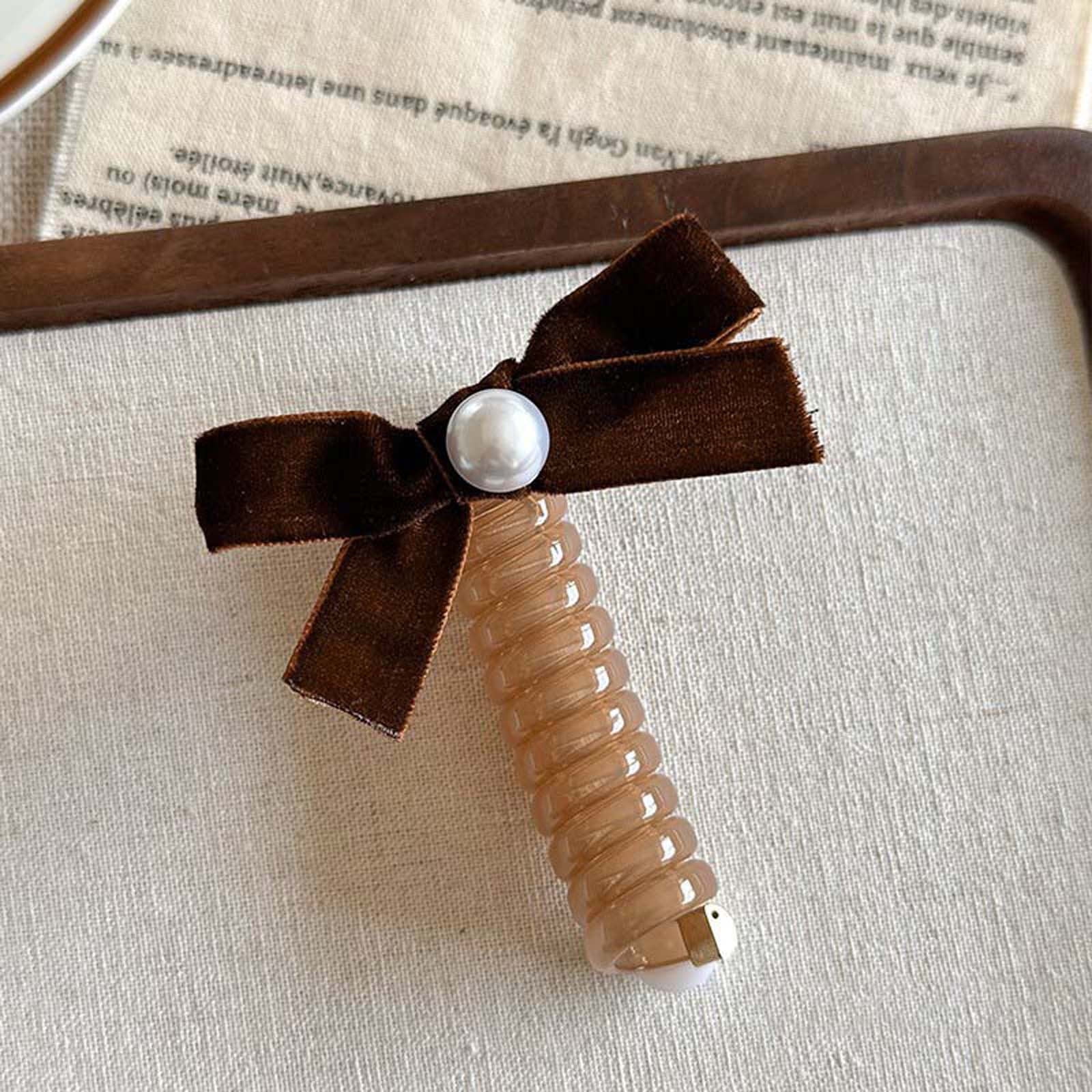 Herrnalise Bowknot Braided Telephone Wire Hair Bands, No Crease Elastic ...