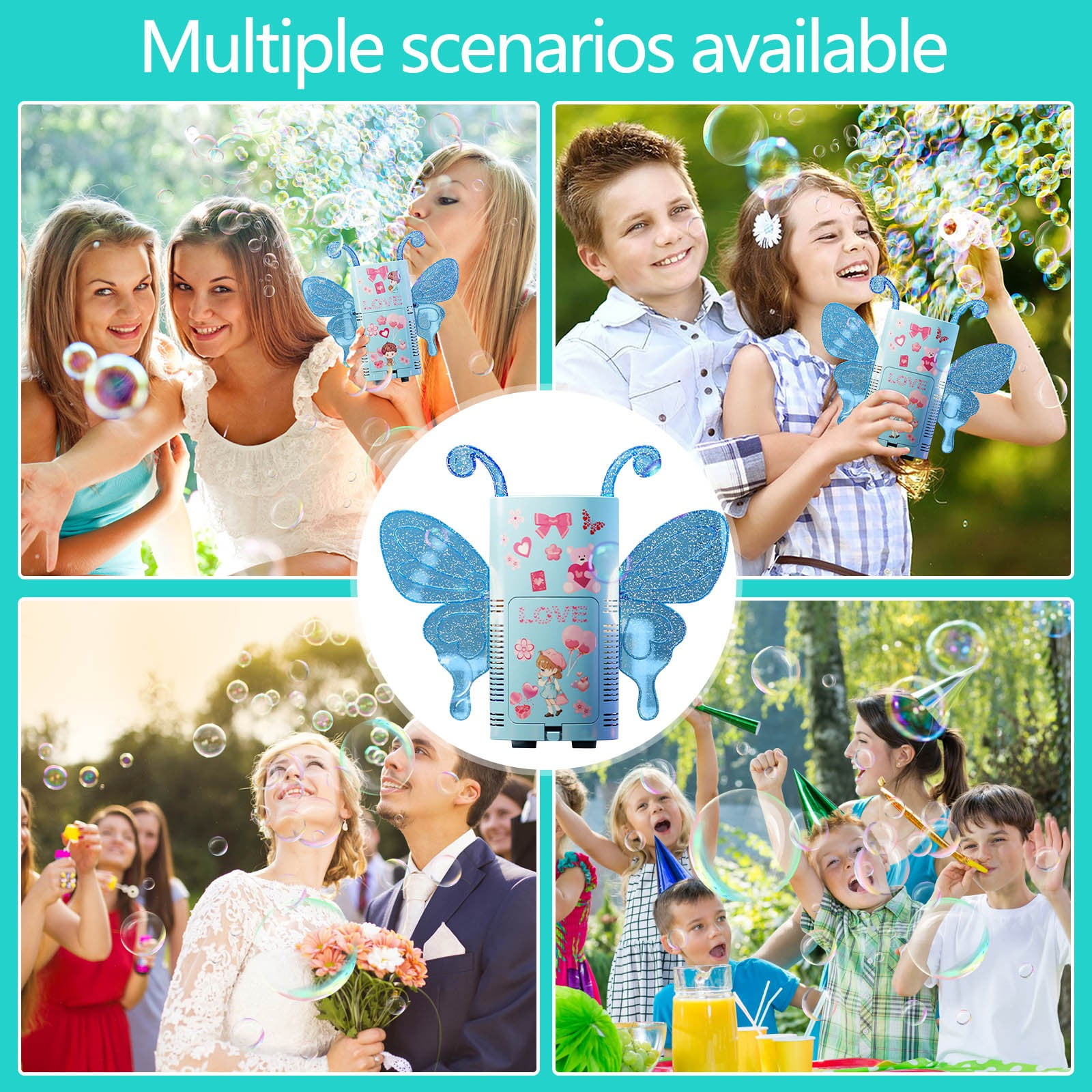 Herrnalise Butterfly Fireworks Bubble Machine( Rechargeable), Automatic ...