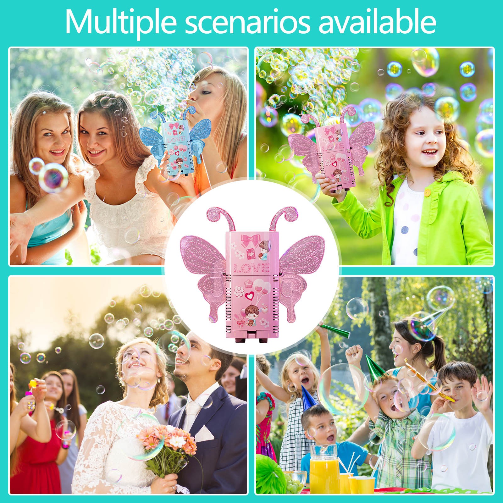 Herrnalise Butterfly Wings Fireworks Bubble Machin,Portable Automatic ...