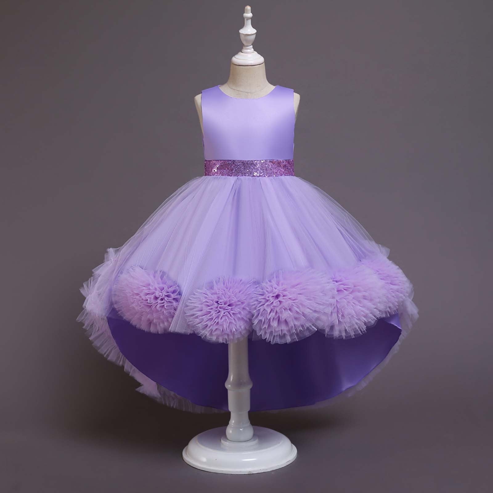 Herrnalise Children Dress Girl No Sleeve Princess Dress Flower Tail ...