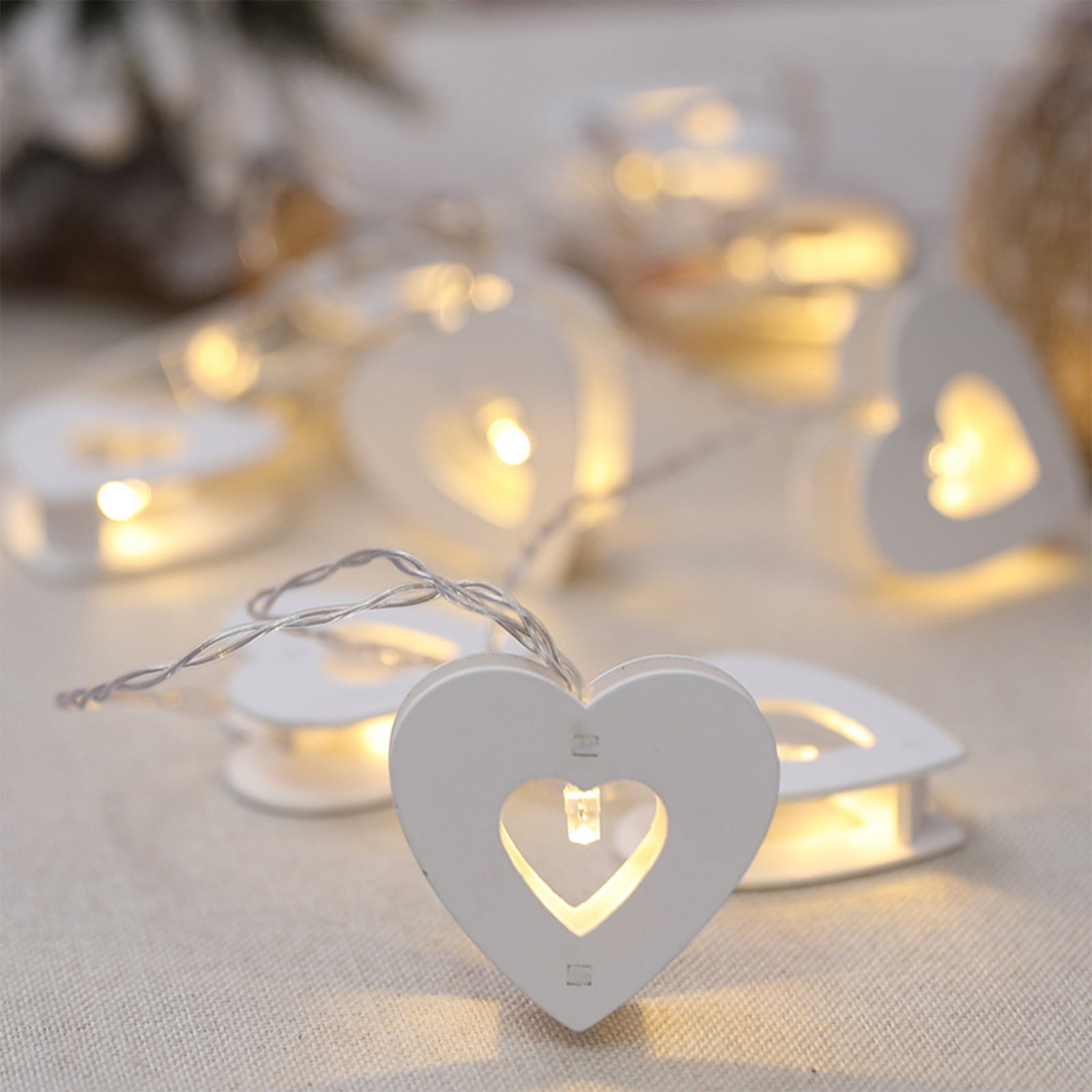 Herrnalise Christmas Wooden Heart Fairy String Light Heart Shaped ...