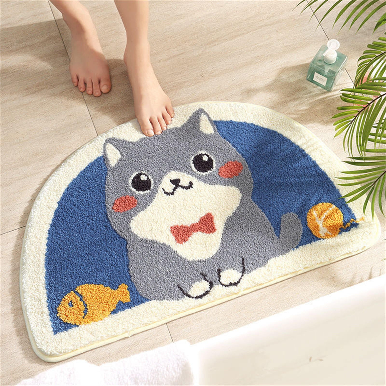 Herrnalise Cute Bathroom Rug,Funny Half Round Bath Decor Mat for Boys ...