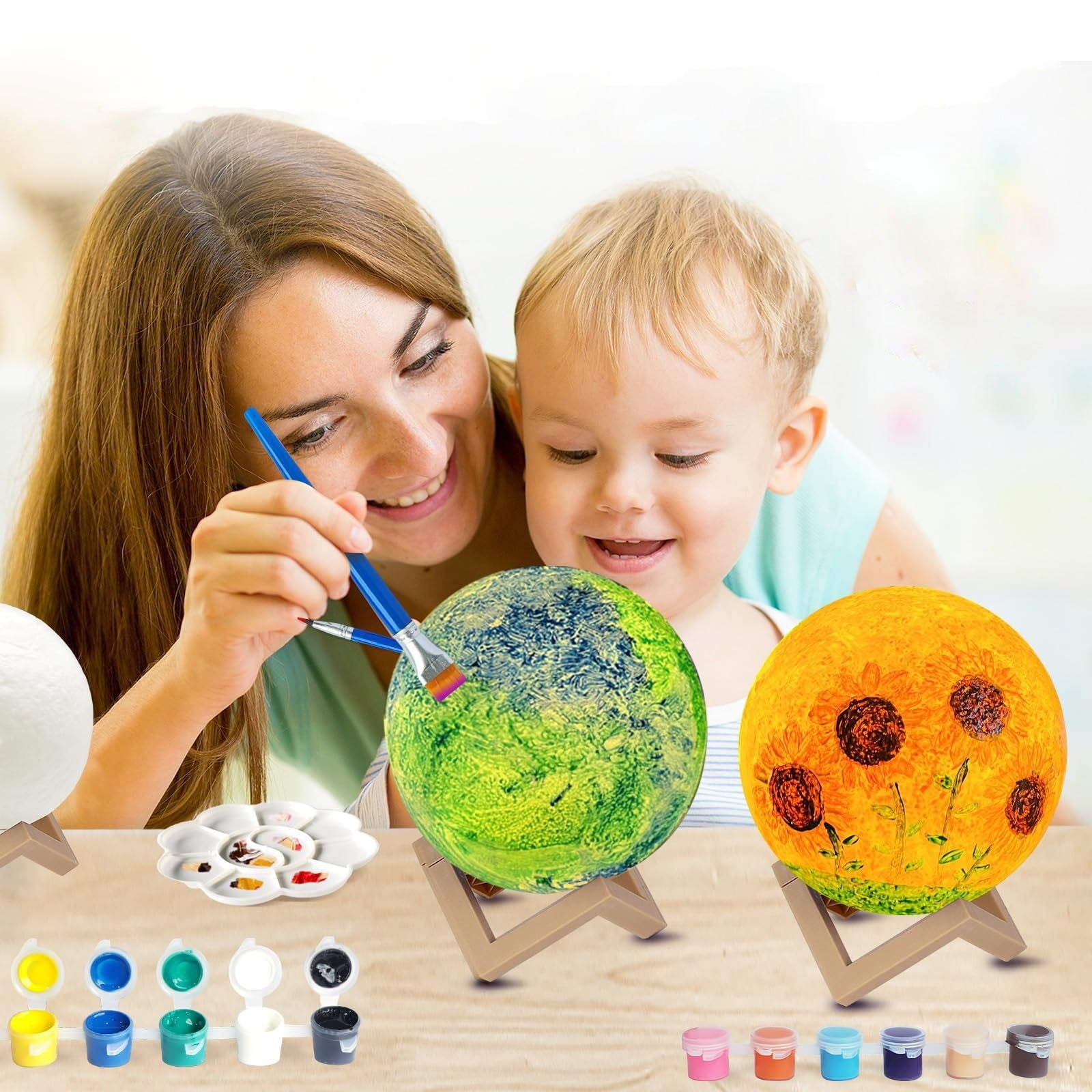 Herrnalise DIY 3D Moon Night Light, Paint Your Own Moon Lamp Kit Galaxy ...