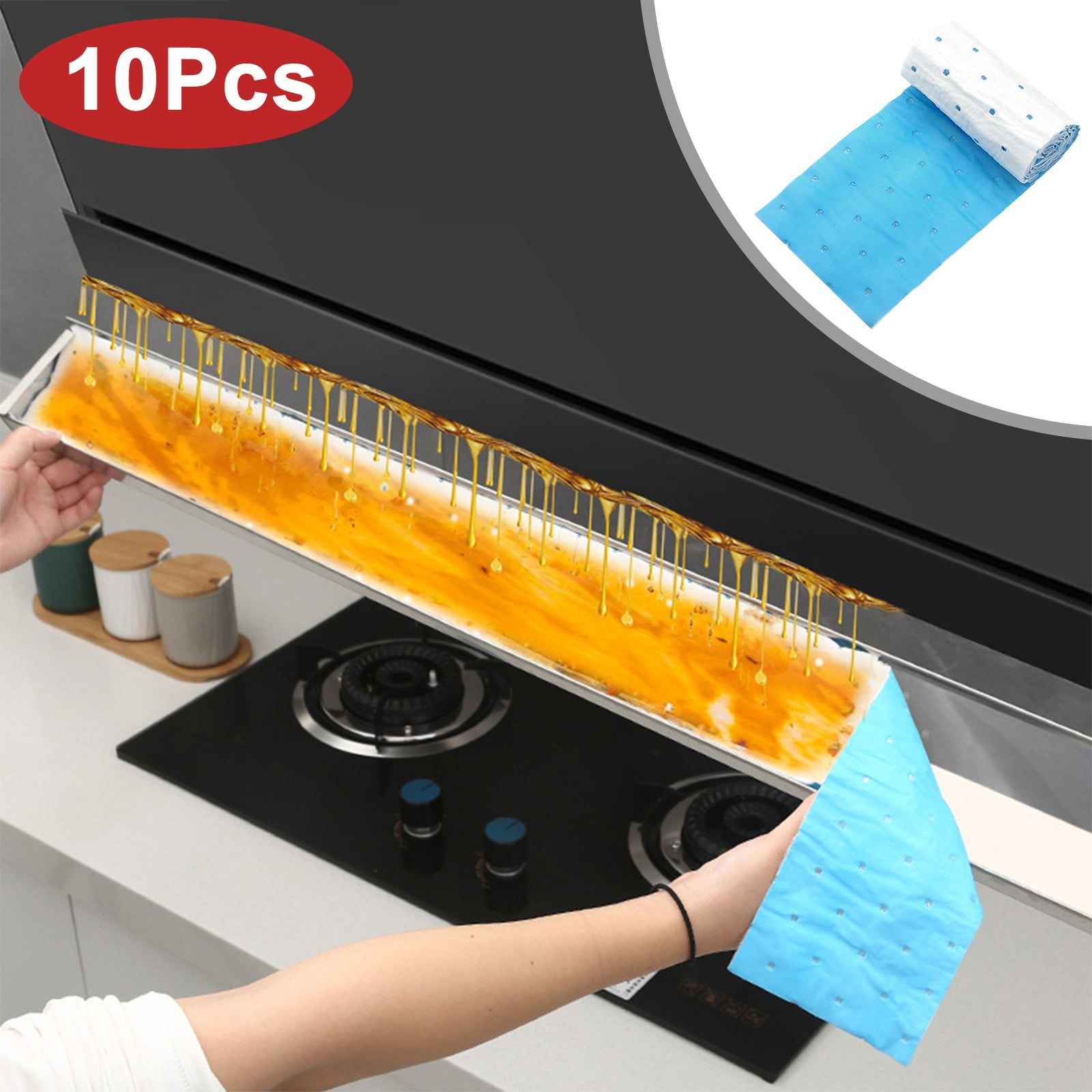 Herrnalise Disposable Kitchen Hood Oil Filter Paper Range Hood Grease ...