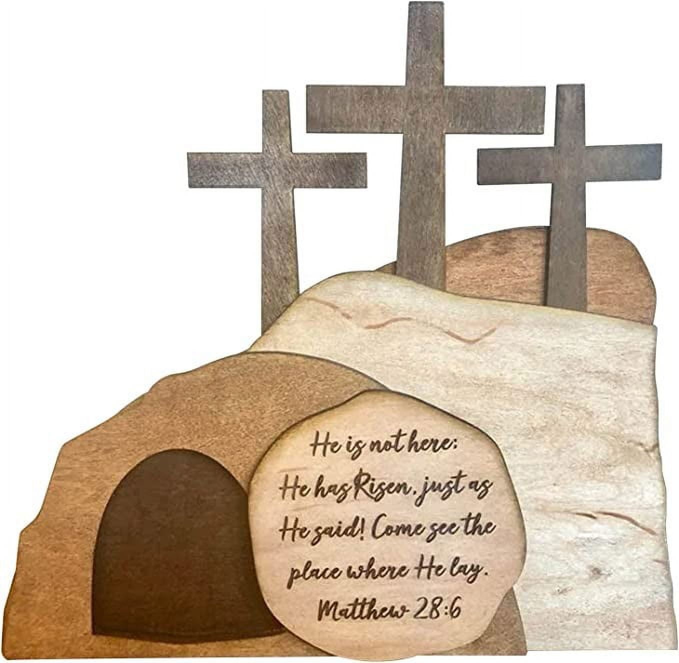 Herrnalise Easter Resurrection Scene Set,Wooden Empty Tomb Cross ...
