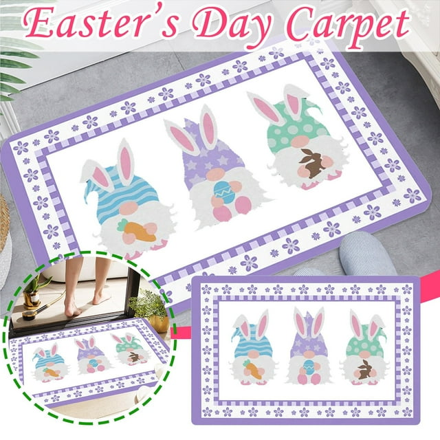 Herrnalise Easter Welcome Door Mat Bunny Gnome Spring Floor Mat Indoor ...