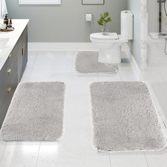 Herrnalise Extra-Large Bathroom Rug Set - 3-Piece Velvet Floor/Toilet ...