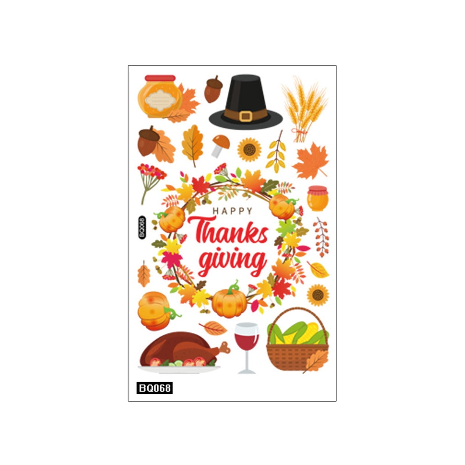 Herrnalise Fall Thanksgiving Window Clings Autumn Window Decals Maple ...