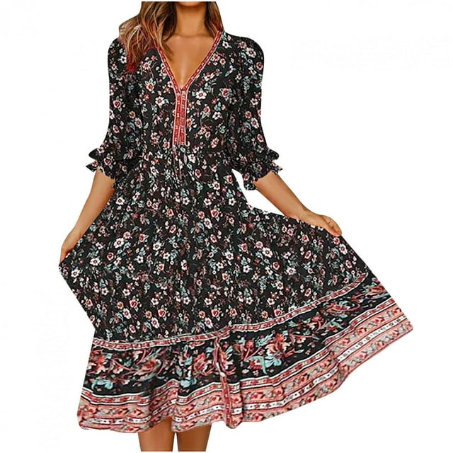 Herrnalise Fashion Women Summer Half Sleeve Sexy Casual Printing Floral