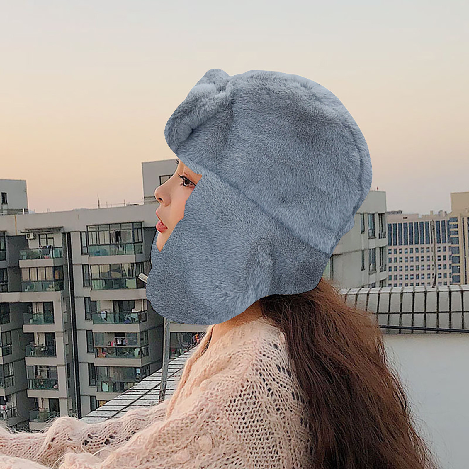 Herrnalise Female Pure Color Plush Thunderhead Cap Ear Protection Thick ...